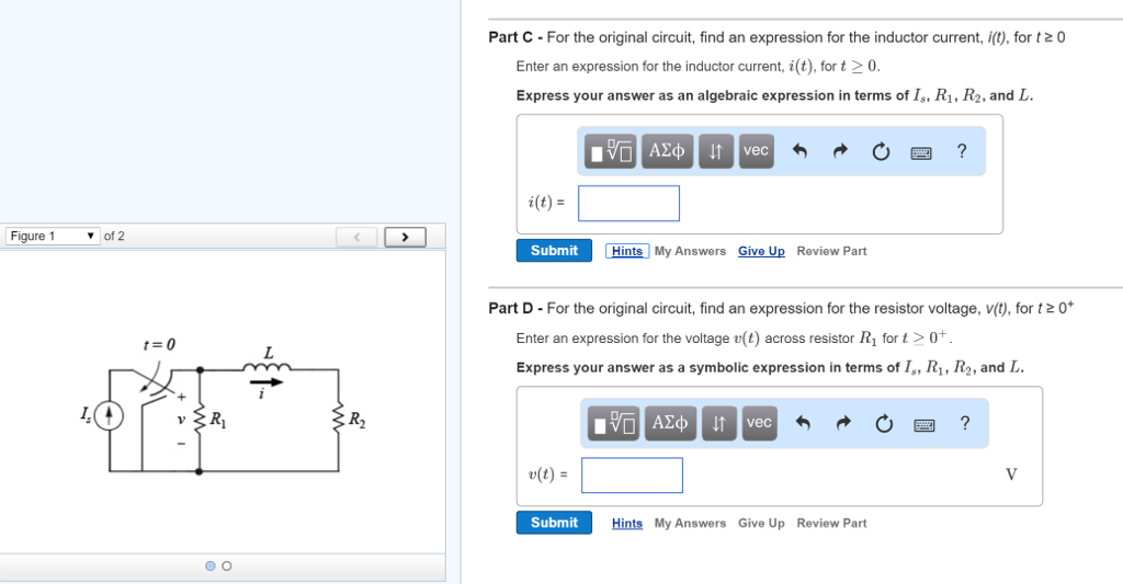 Solved For the original circuit, find an expression for the | Chegg.com