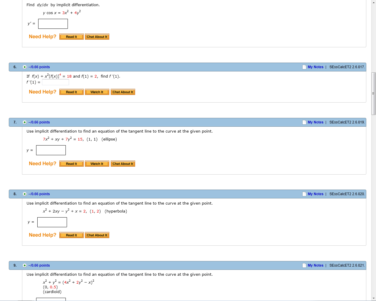 Solved Find dy/dx by implicit differentiation. y cos x = | Chegg.com