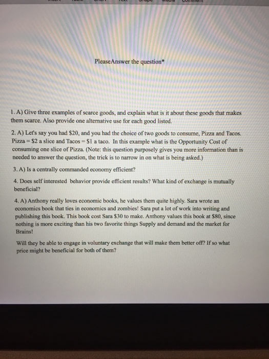 Solved Give three examples of scarce goods, and explain what | Chegg.com