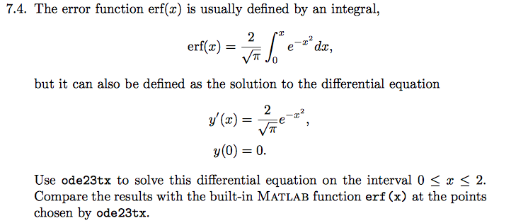 7.4. The error function erf(x) is usually defined by | Chegg.com