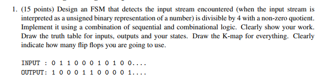 Solved Design an FSM that detects the input stream | Chegg.com