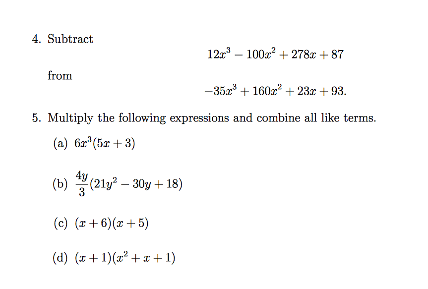Solved Subtract 12x^3 - 100x^2 + 278x + 87 from -35x^3 + | Chegg.com