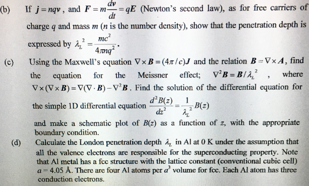 Solved Meissner effect in the superconductor. Consider the | Chegg.com