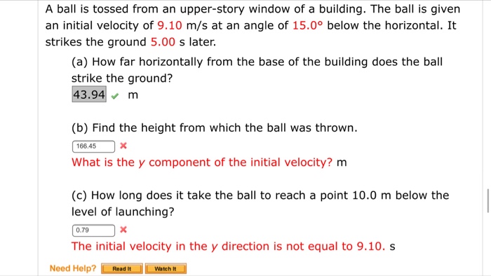 Solved A ball is tossed from an upper-story window of a | Chegg.com