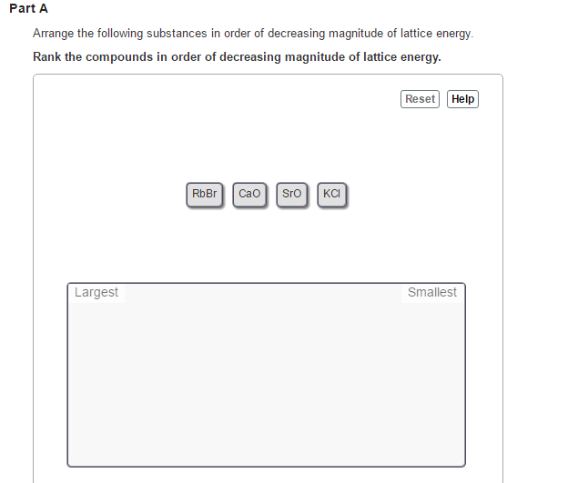 Solved Arrange The Following Substances In Order Of