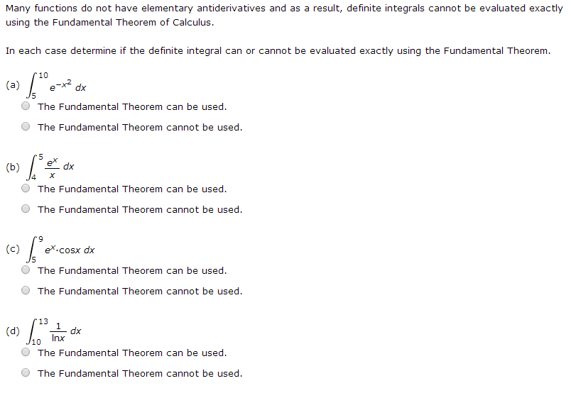 Solved Many functions do not have elementary antiderivatives | Chegg.com