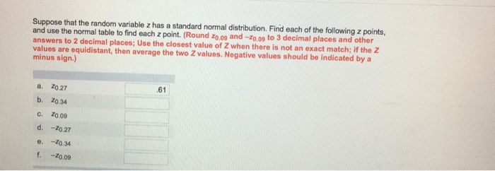 Solved Suppose that the random variable z has a standard | Chegg.com