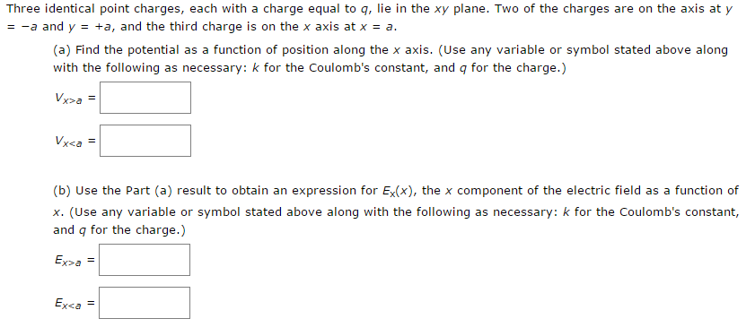 Solved Three identical point charges, each with a charge | Chegg.com