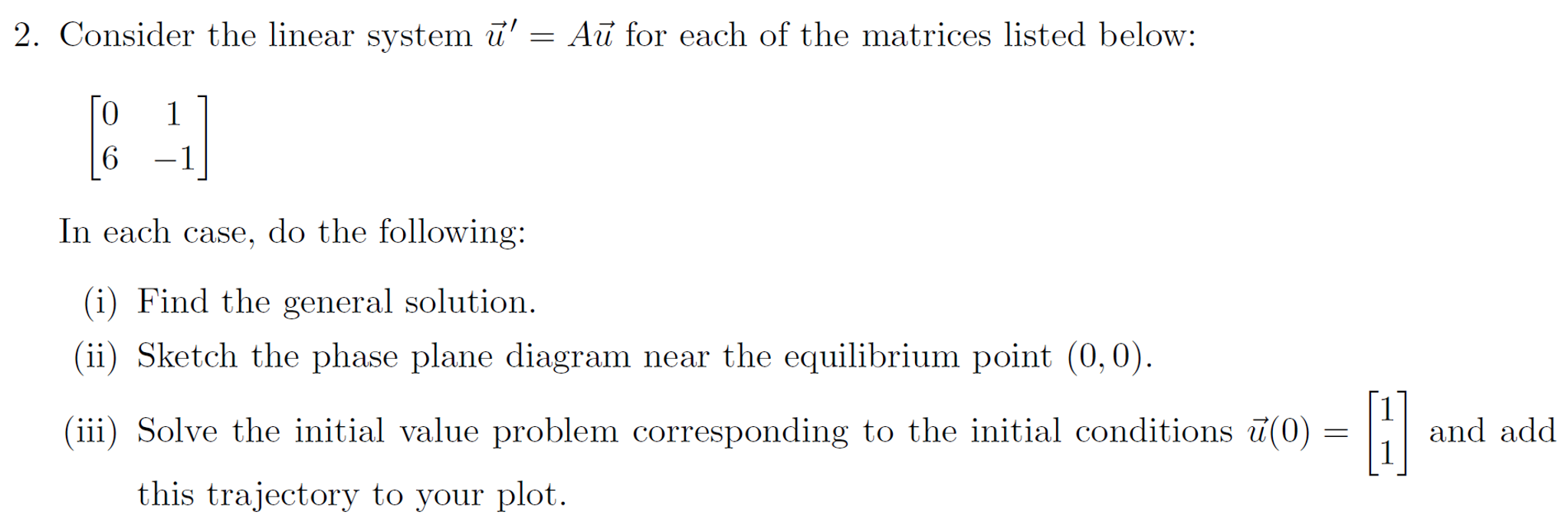 Solved Consider the linear system u vector = Au vector Au | Chegg.com
