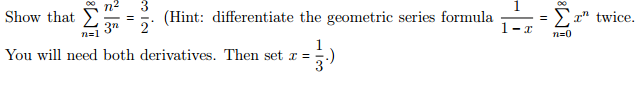 Solved Show that (Hint: differentiate the geometric series | Chegg.com