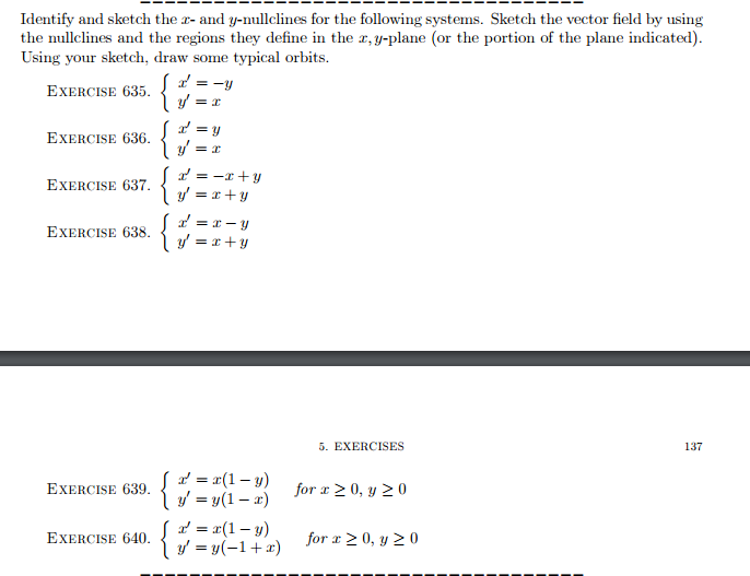 Identify and sketch the x- and y-nullclines for the | Chegg.com