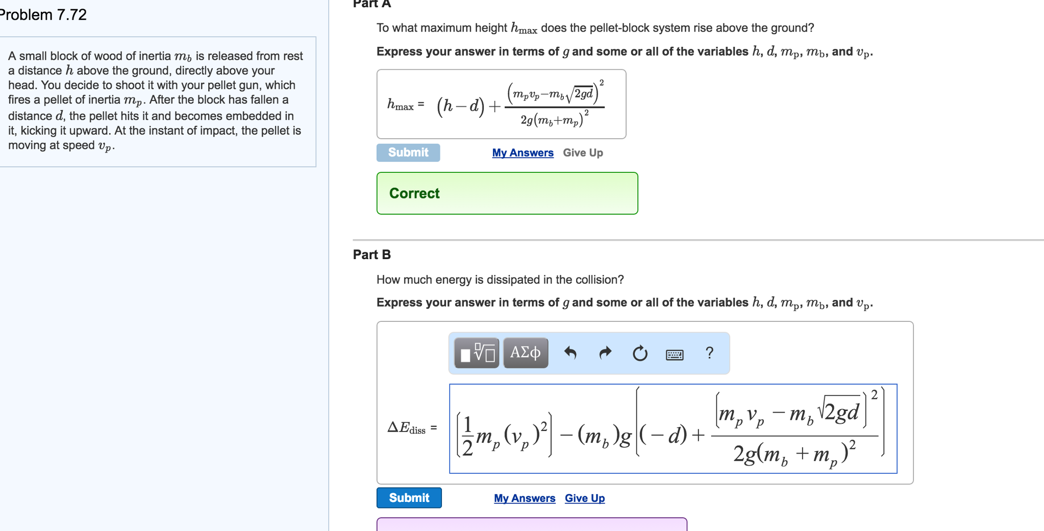 Solved A small block of wood of inertia m_b is released from | Chegg.com