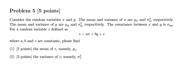 Solved Problem 5 [5 points] Consider the random variables r | Chegg.com