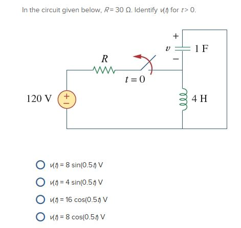 Solved In the circuit given below. R = 30 Ohm. Identify v(t) | Chegg.com