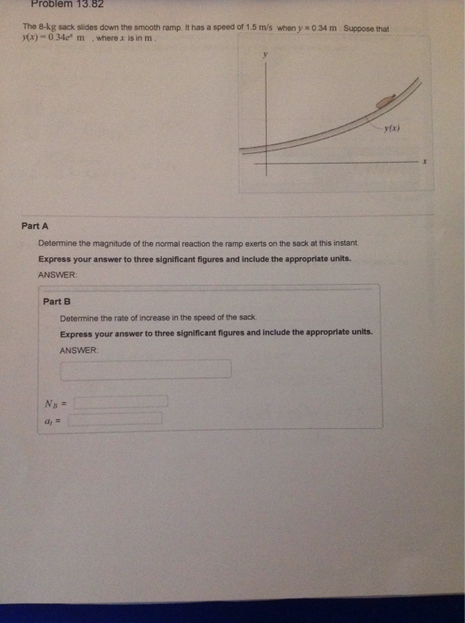 Solved The 8-kg sack slides down the smooth ramp. It has a | Chegg.com