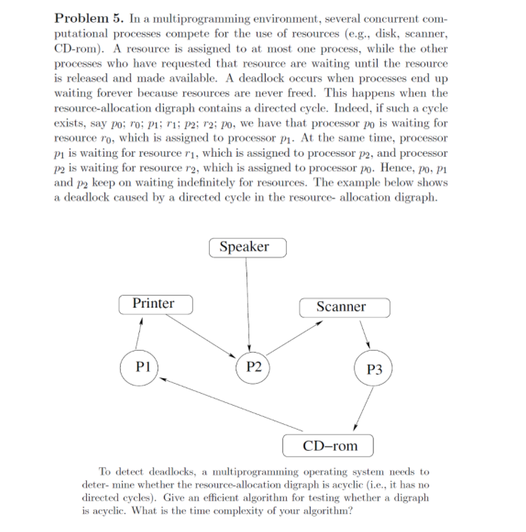 Problem 5. In a multiprogramming environment, several | Chegg.com