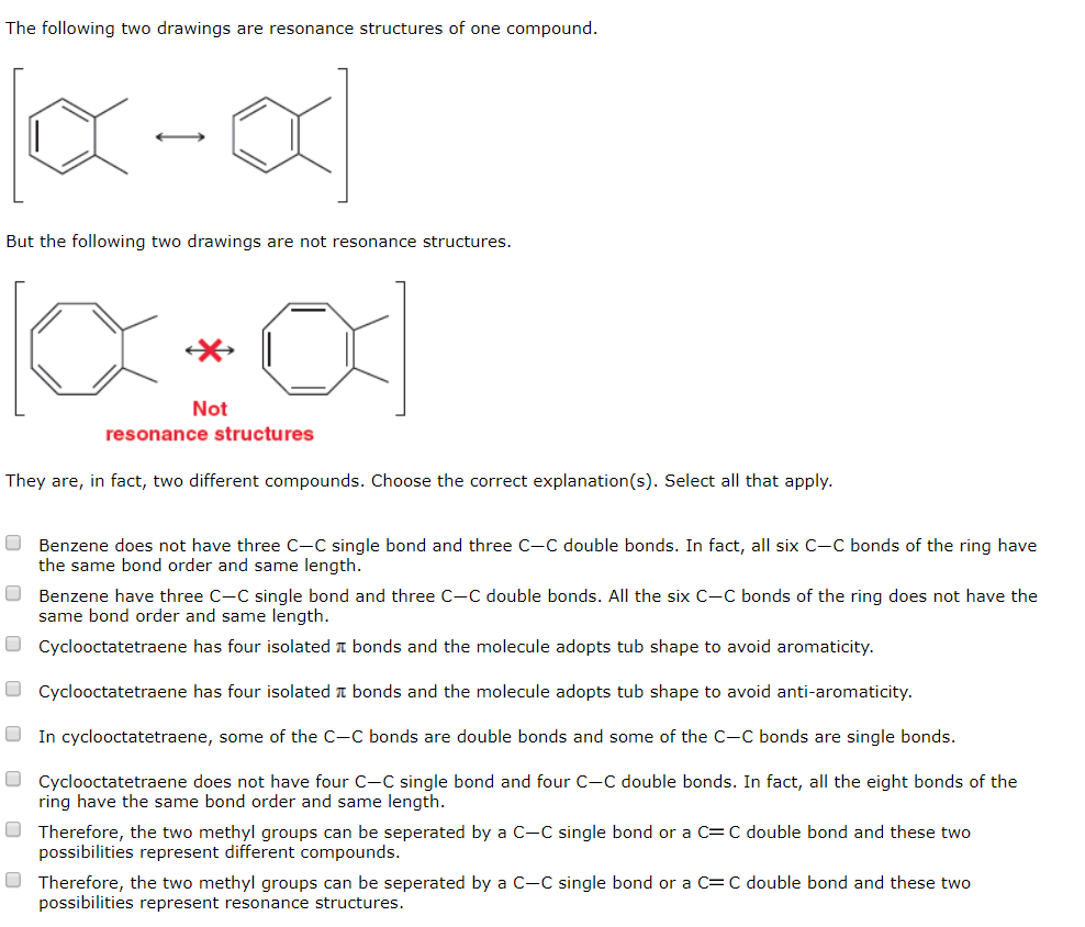 Solved The following two drawings are resonance structures | Chegg.com