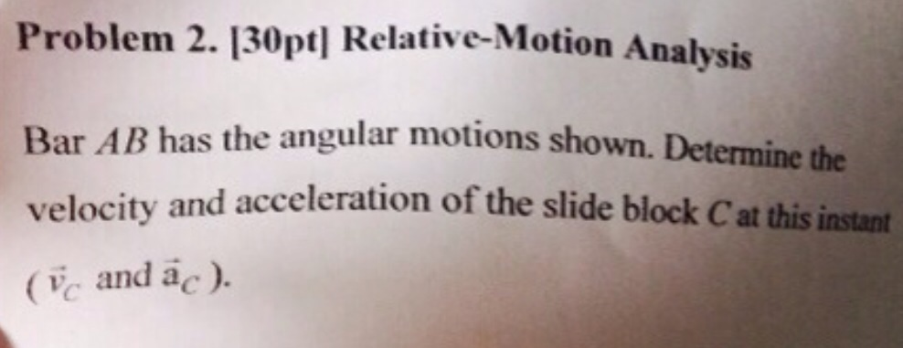 Solved Problem 2. 130pt] Relative-Motion Analysis Bar AB has | Chegg.com