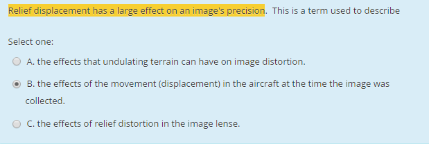 Solved Relief displacement has a large effect on an image's | Chegg.com