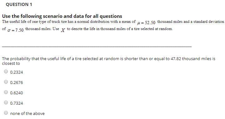 Solved QUESTION1 Use the following scenario and data for all | Chegg.com