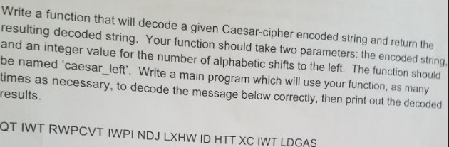 Solved Write A Function That Will Decode A Given 