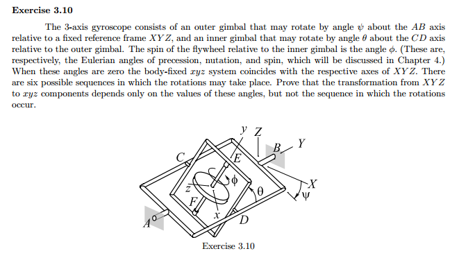 Exercise 3.10 The 3-axis gyroscope consists of an | Chegg.com