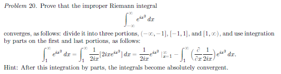 Solved Problem 20. Prove that the improper Riemann integral | Chegg.com