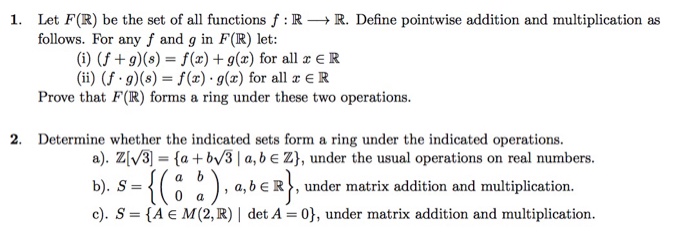 Solved Let F(R) be the set of all functions f : R → R. | Chegg.com