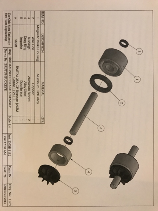 Solved Use the magnetic brake assembly working drawing set | Chegg.com