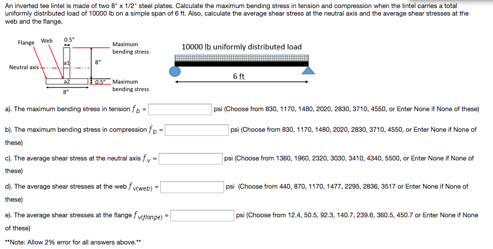 An inverted tee lintel is made of two 8" x 1/2" steel | Chegg.com