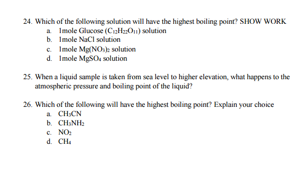 Solved Which of the following solution will have the highest | Chegg.com