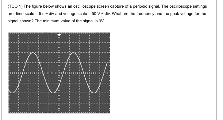 Solved Tco 1 The Figure Below Shows An Oscilloscope Screen