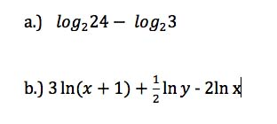 Solved Simplify into single log or expression: log2 24-log23 | Chegg.com