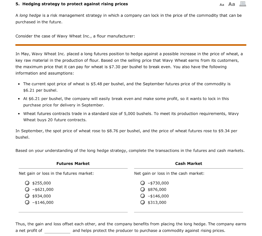 Solved 5. Hedging strategy to protect against rising prices | Chegg.com