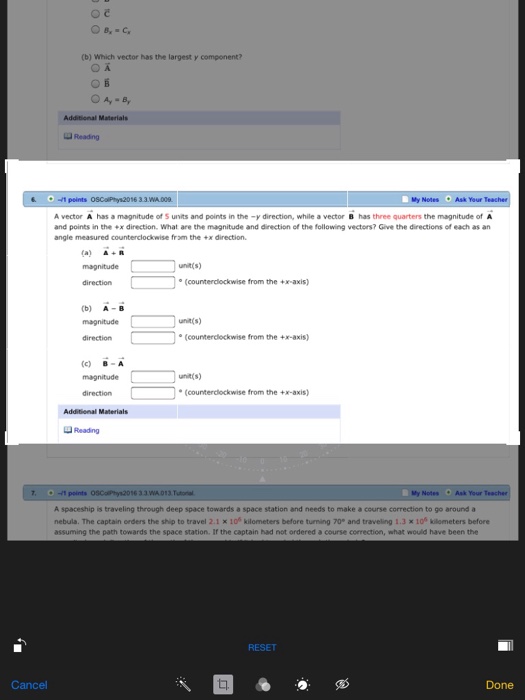 Solved (b) which vector has the largest y component? O Ay By | Chegg.com