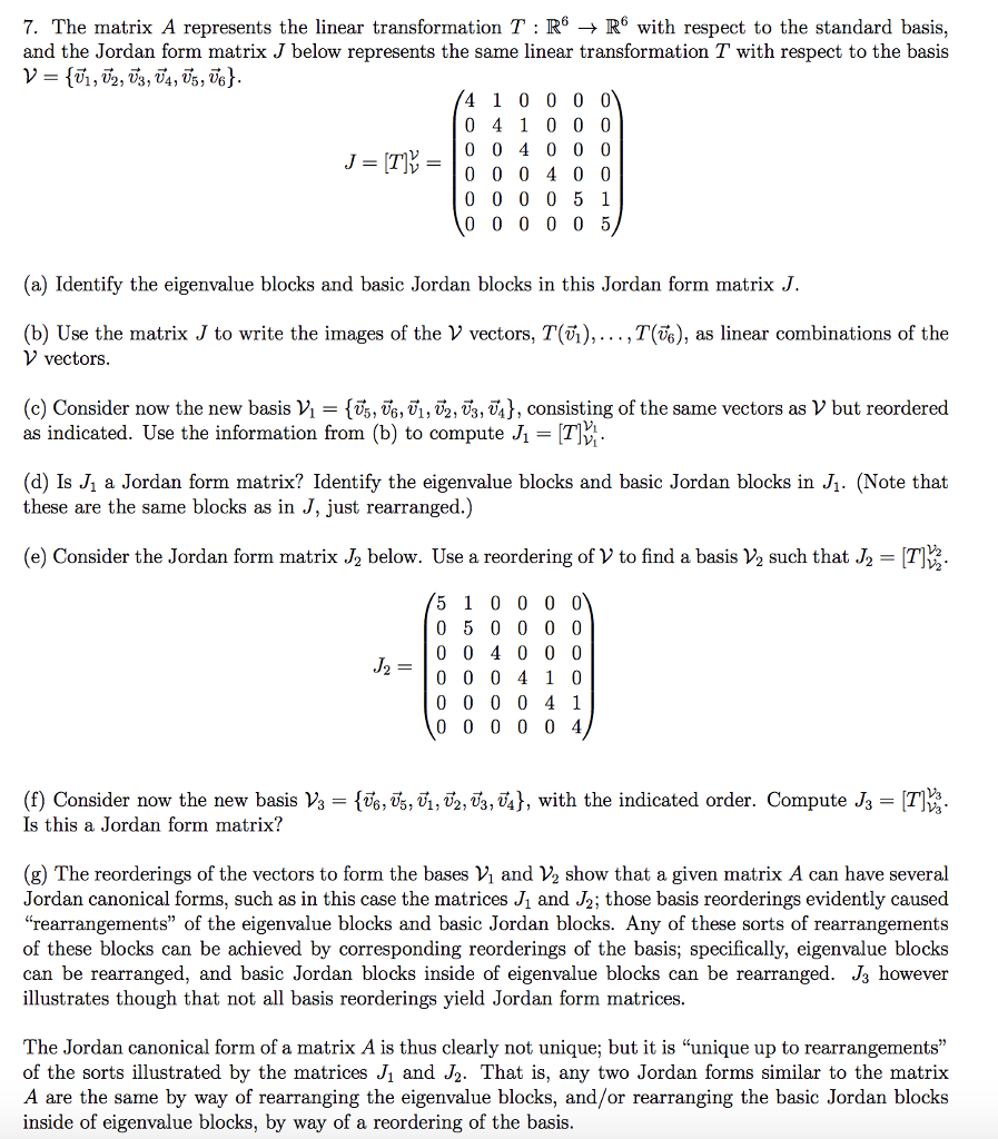 Solved 7. The matrix A represents the linear transformation | Chegg.com