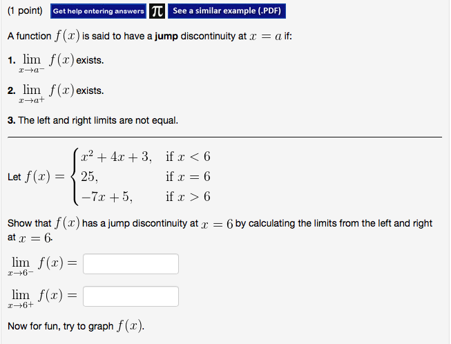 Solved A function f(x) is said to have a jump discontinuity | Chegg.com