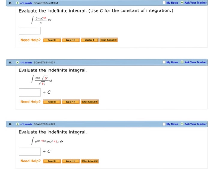 Solved Evaluate the indefinite integral. (Use C for the | Chegg.com Solved Evaluate the indefinite integral. (Use C for the | Chegg.com
