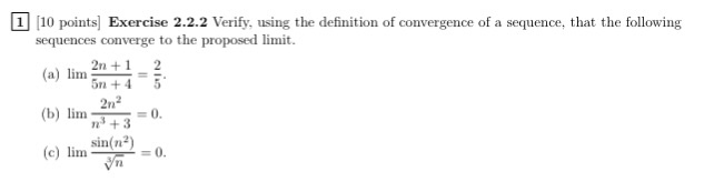 Solved Verify, using the definition of convergence of a | Chegg.com