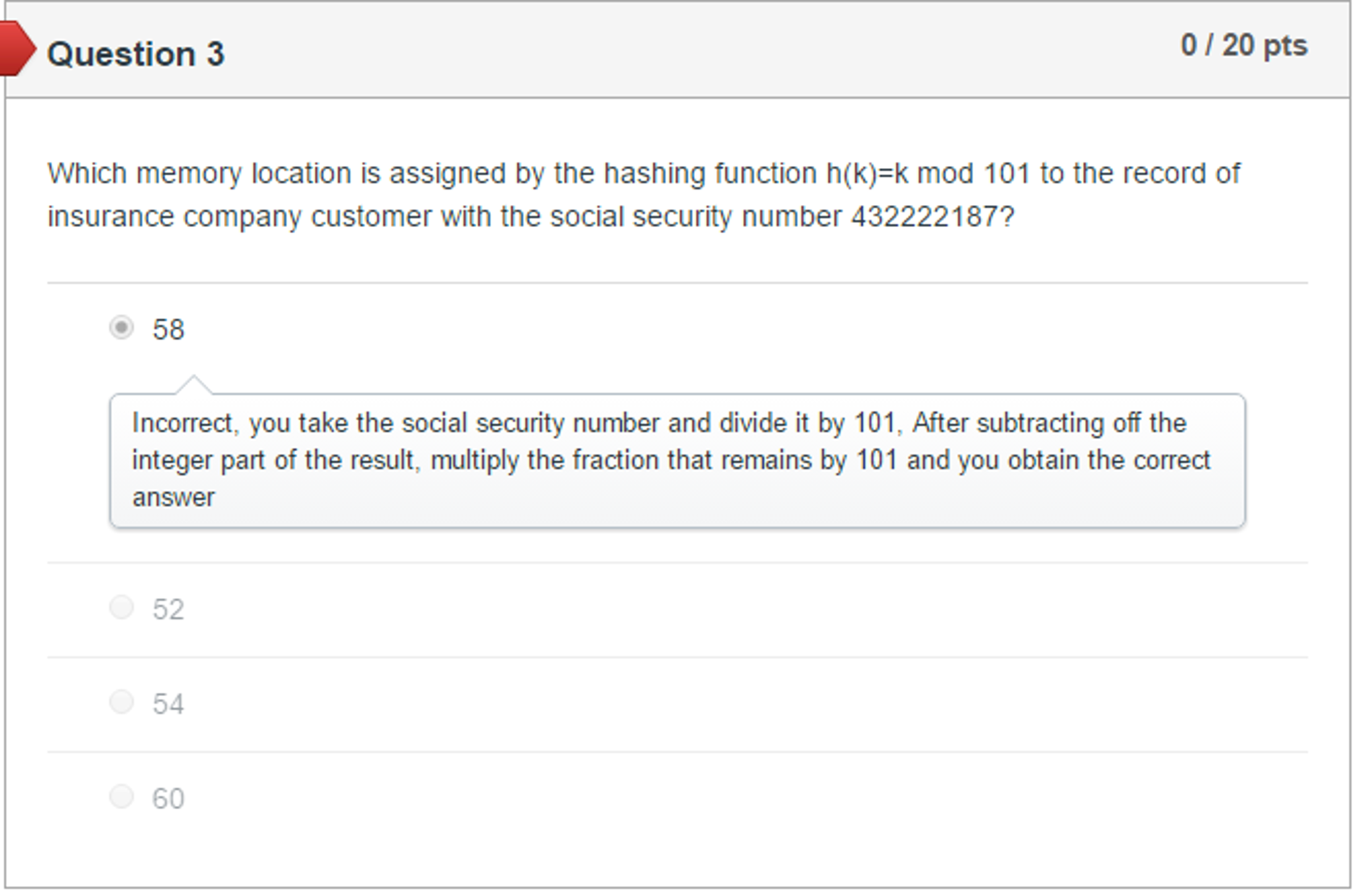 Solved Which memory location is assigned by the hashing | Chegg.com