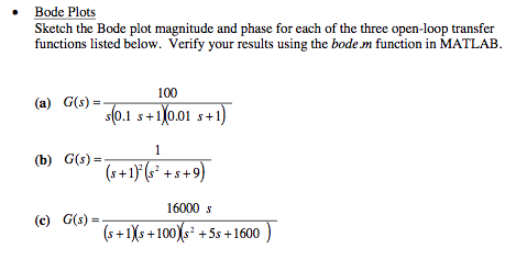 Solved Bode Plots Sketch the Bode plot magnitude and phase | Chegg.com