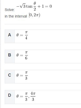 Solved Solve - Squareroot 3 tan theta/2 + 1 = 0 in the | Chegg.com