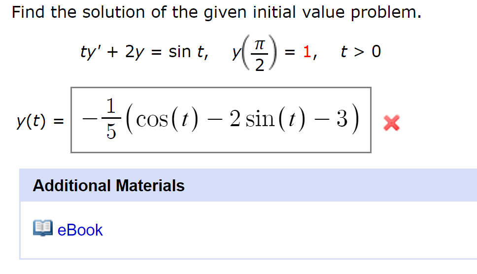 Solved Find the solution of the given initial value problem. | Chegg.com