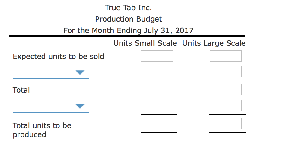 Solved True Tab Inc. produces a small and large version of | Chegg.com