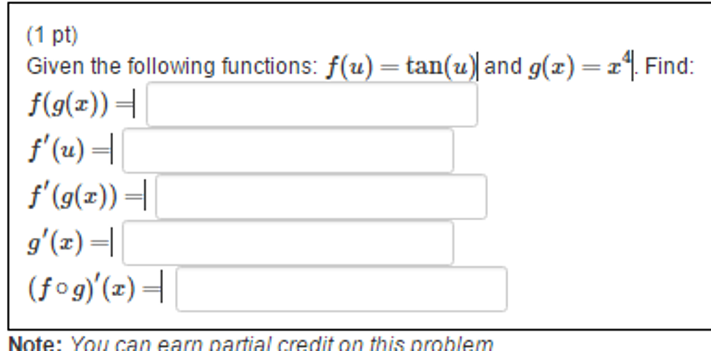 Solved Given the following functions: f(u) = tan(u)| and | Chegg.com