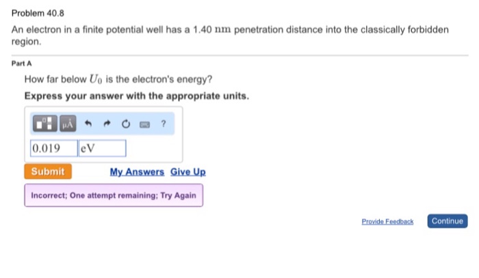 Solved An electron in a finite potential well has a 1 40 nm | Chegg.com