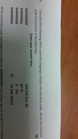 Solved Translate the following MIPS assembly language | Chegg.com