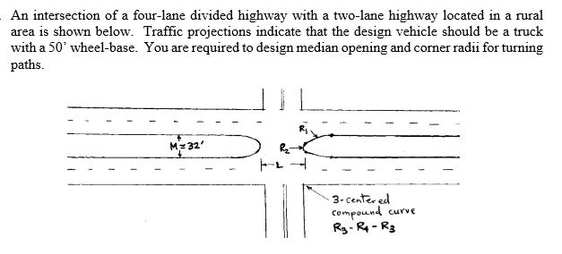 An intersection of a four-lane divided highway with a | Chegg.com