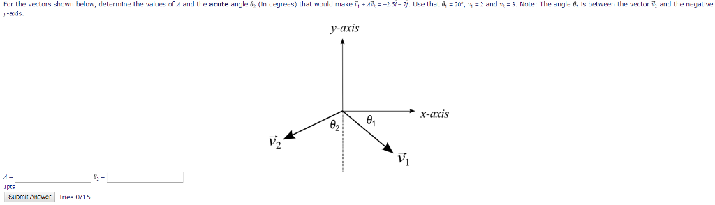Solved For the vectors shown below, determine the values of | Chegg.com