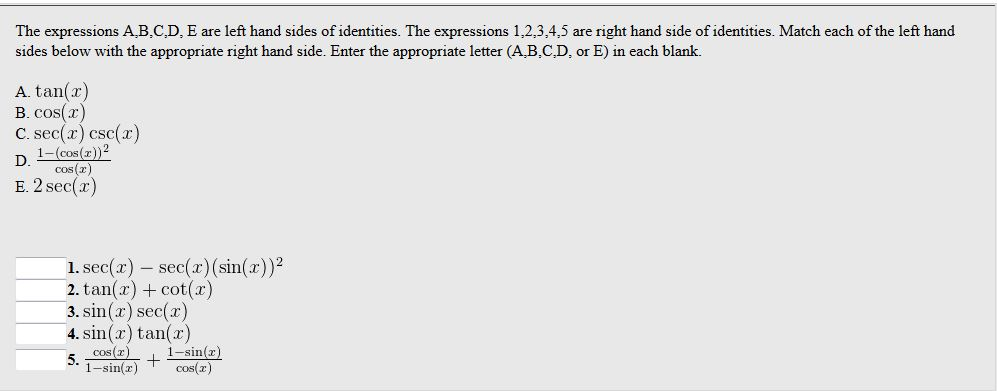 Solved The expressions A,B:C:D, E are left hand sides of | Chegg.com